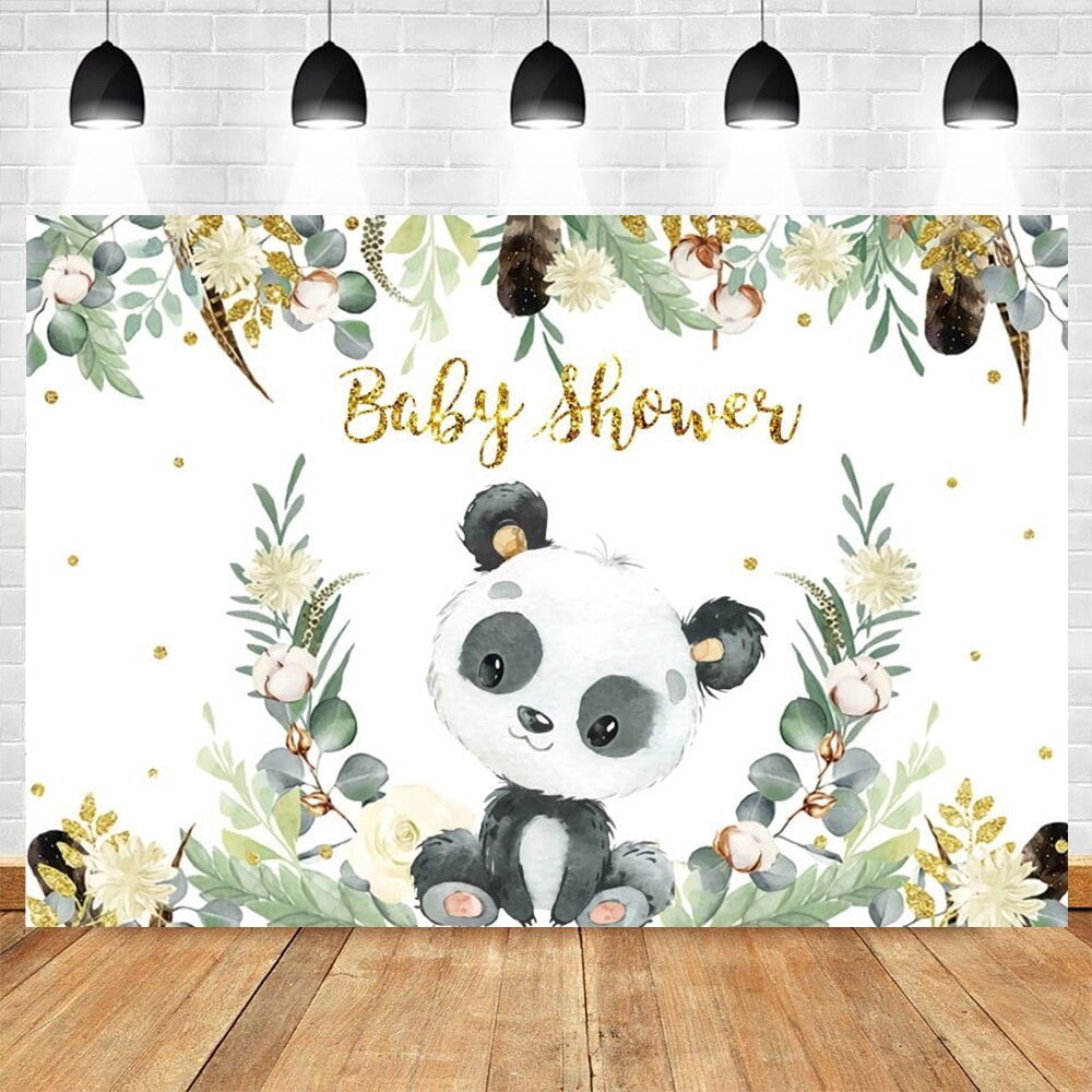 Backdrop Baby Shower Flower Photography Panda Background Boy or Girl ...