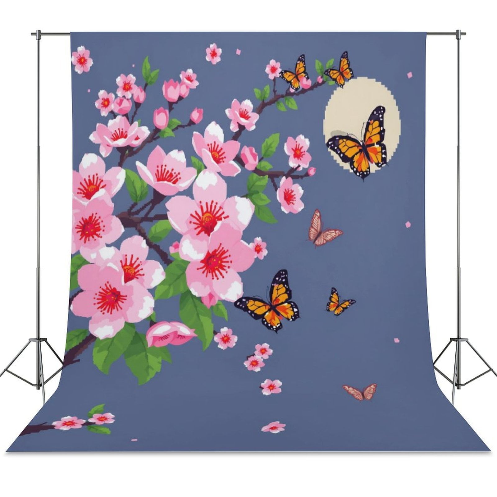 Backdrop Background for Blooming Flowers Butterflies Moon Photography ...