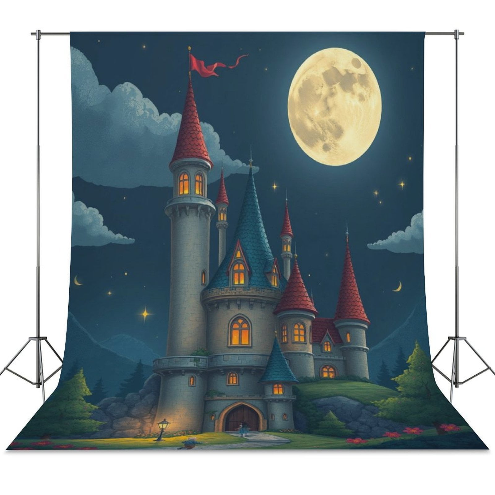 Backdrop Background for Fairytale Castle Moonlit Night Photography ...
