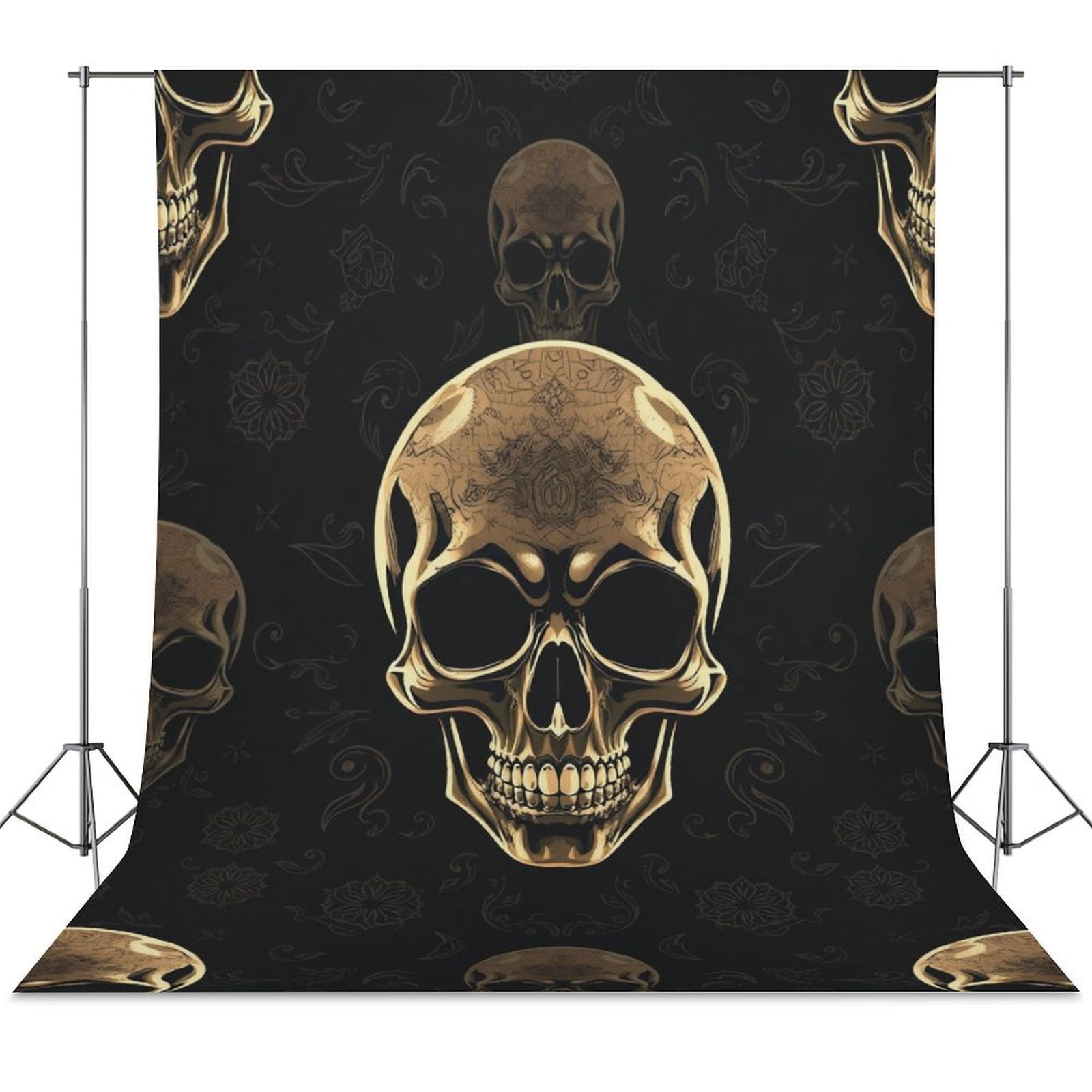 Backdrop Background for Gold Skulls Dark Floral Pattern Photography ...