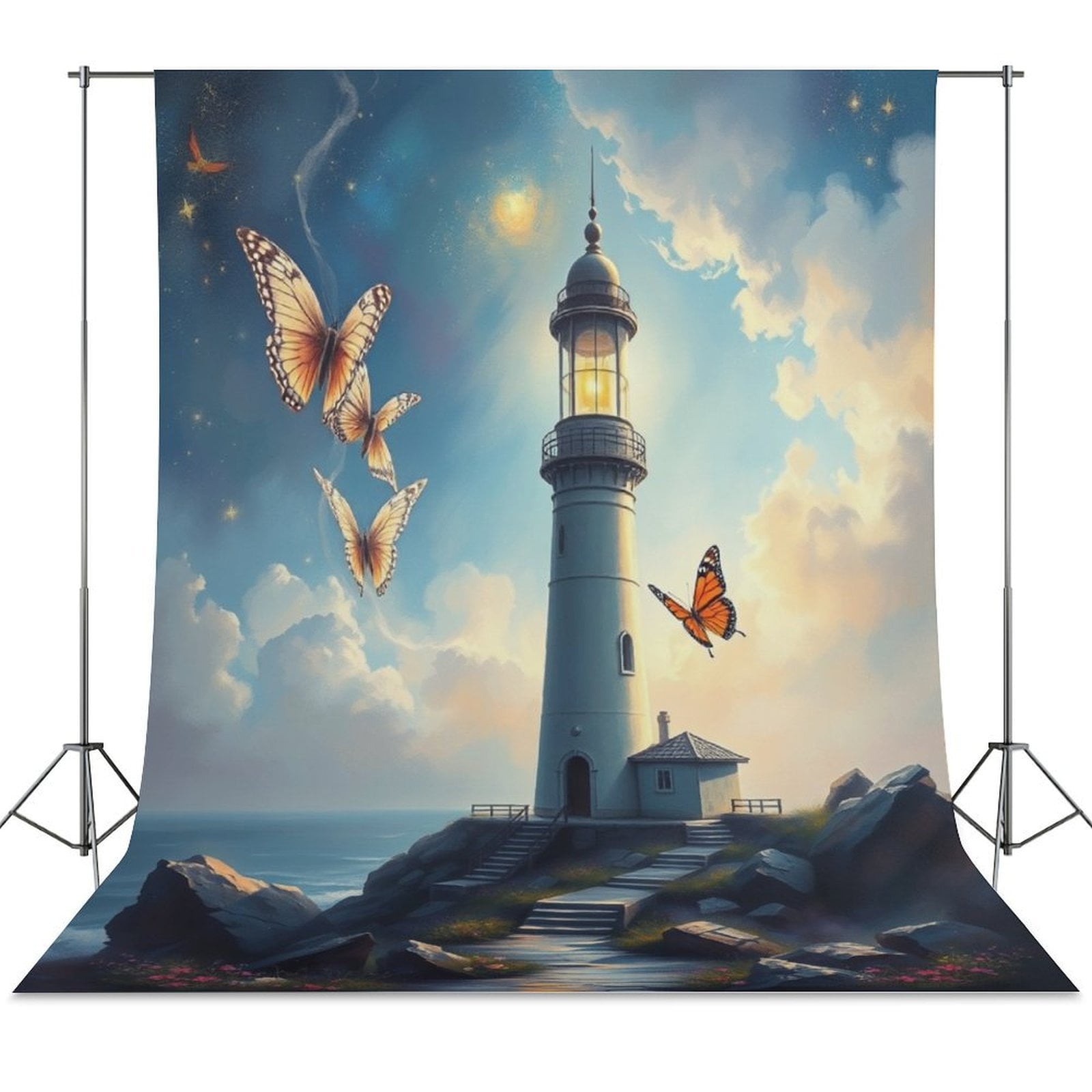 Backdrop Background for Lighthouse Butterflies Ocean Photography Photo Booth Backdrop for ...