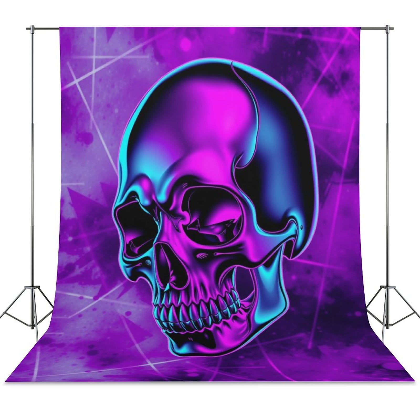 Backdrop Background for Neon Skull Purple Background Art Photography Photo Booth Backdrop for ...