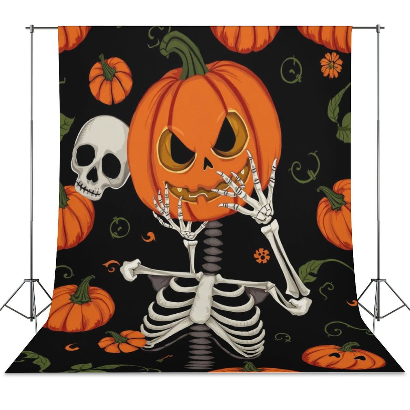 Backdrop Background for Skeleton Pumpkin Halloween Design Photography ...