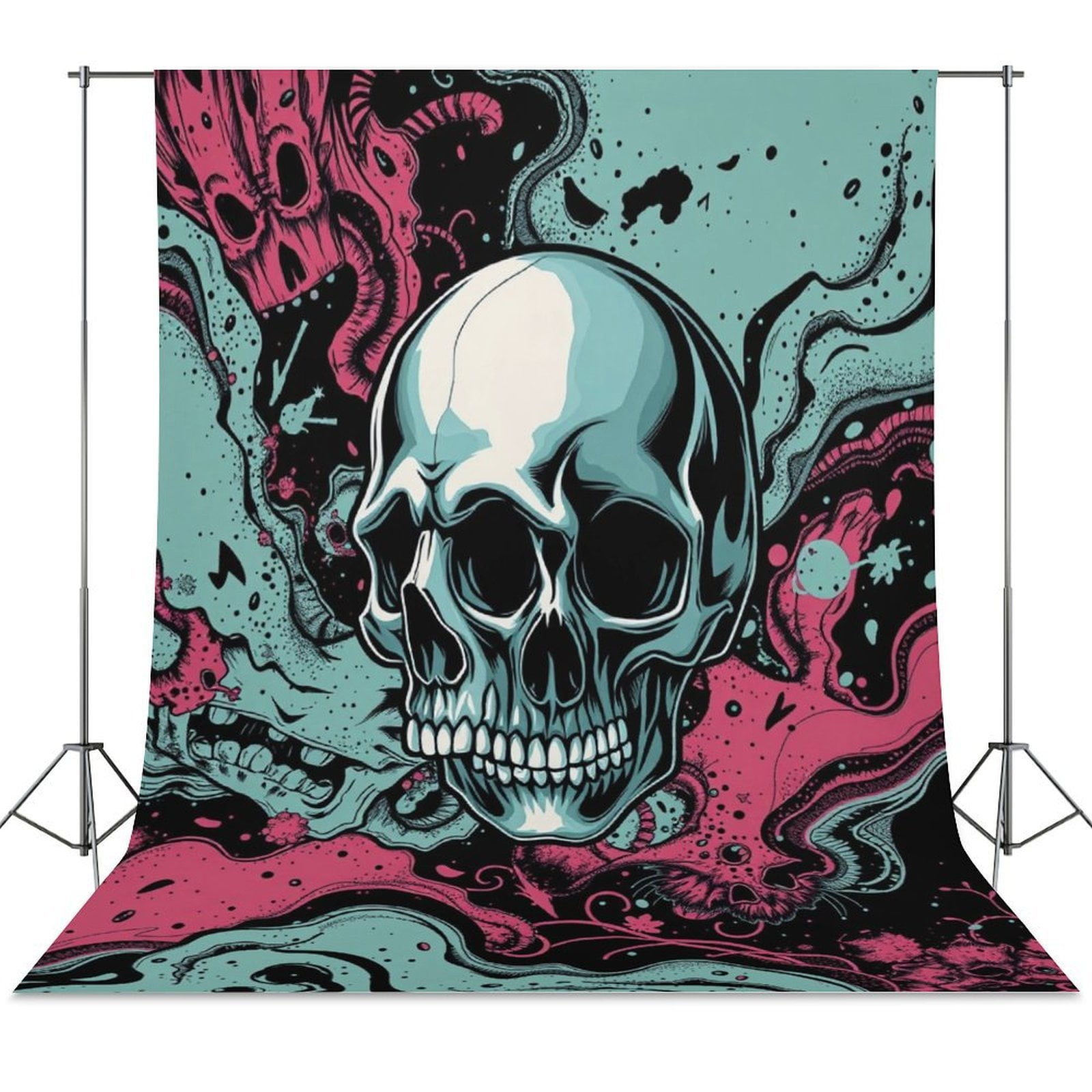 Backdrop Background for Skull Psychedelic Art Design Photography Photo Booth Backdrop for ...