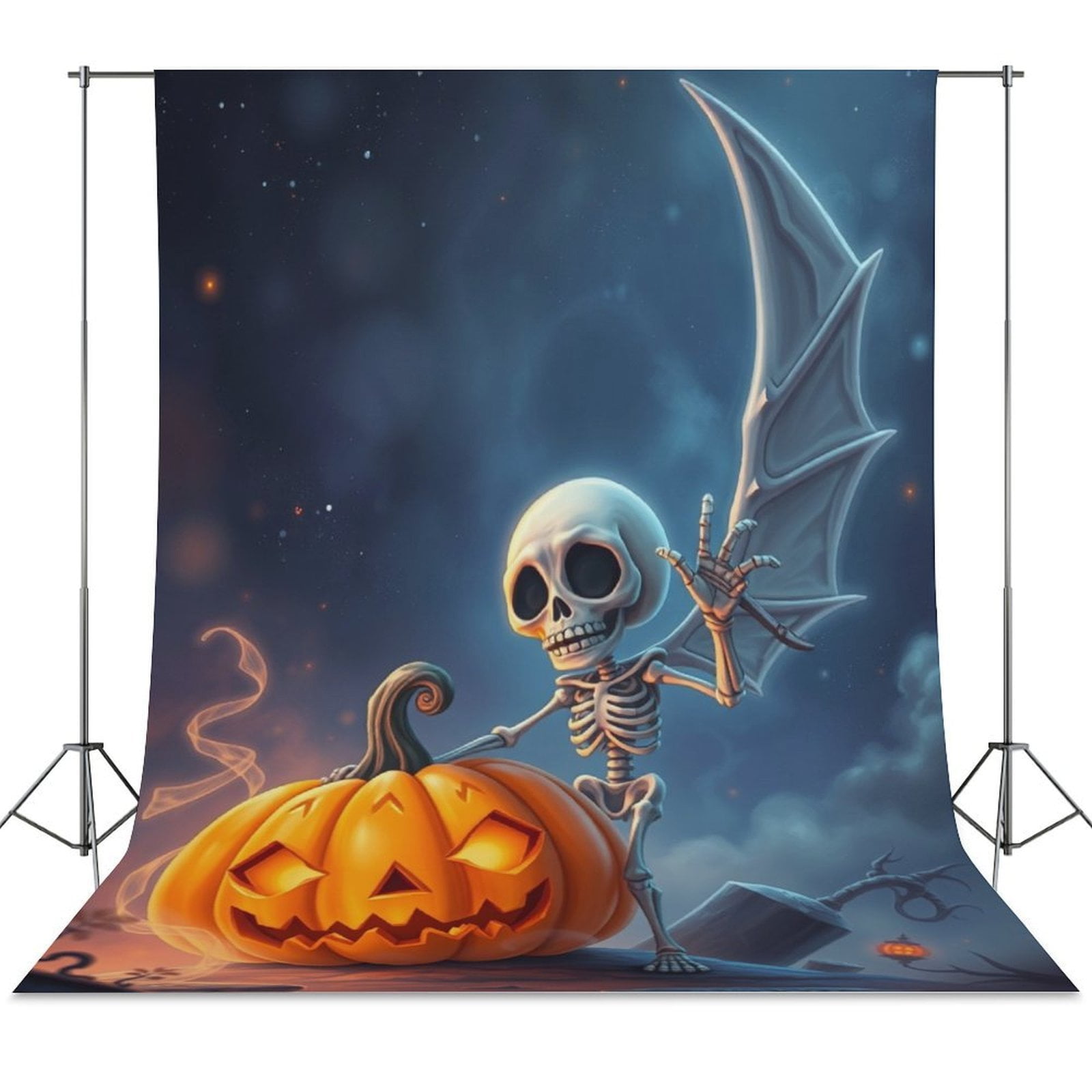 Backdrop Background for Spooky Skeleton Pumpkin Night Photography Photo ...