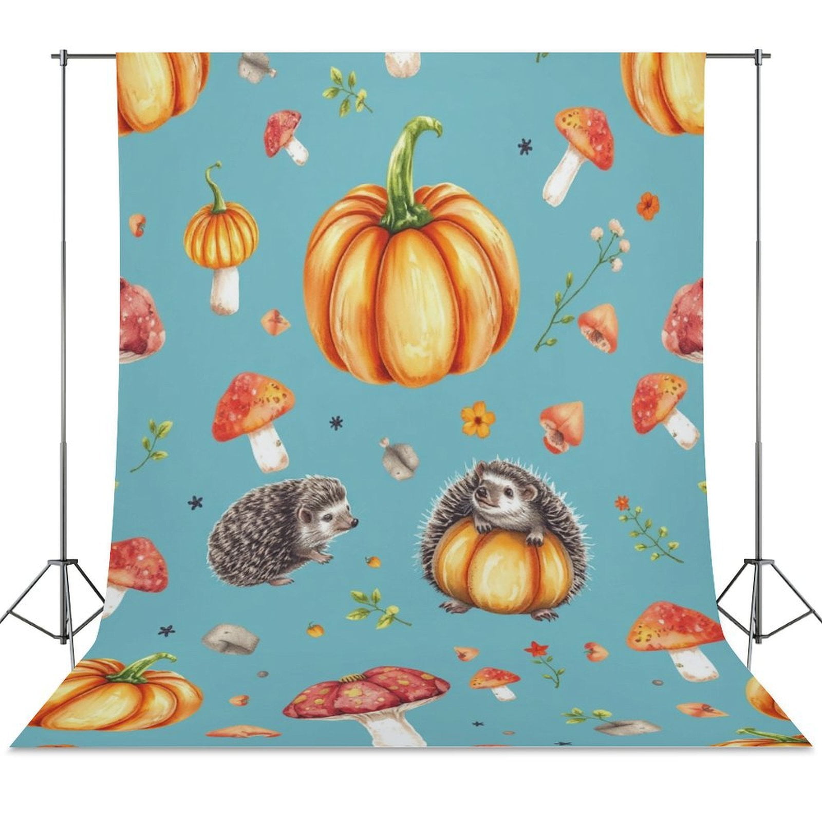 Backdrop Background for Autumn Hedgehog Pumpkins Photography Photo ...