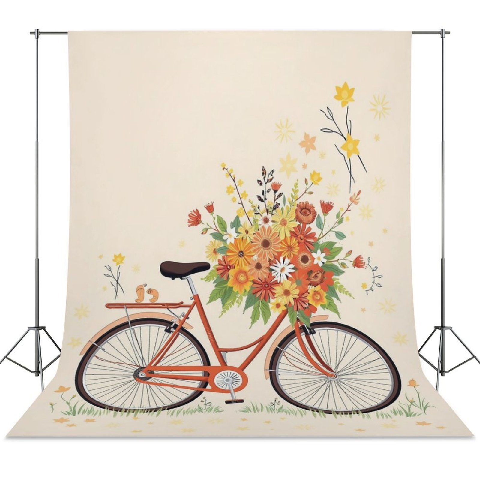 Backdrop Background for Bicycle Floral Spring Photography Photo Booth ...