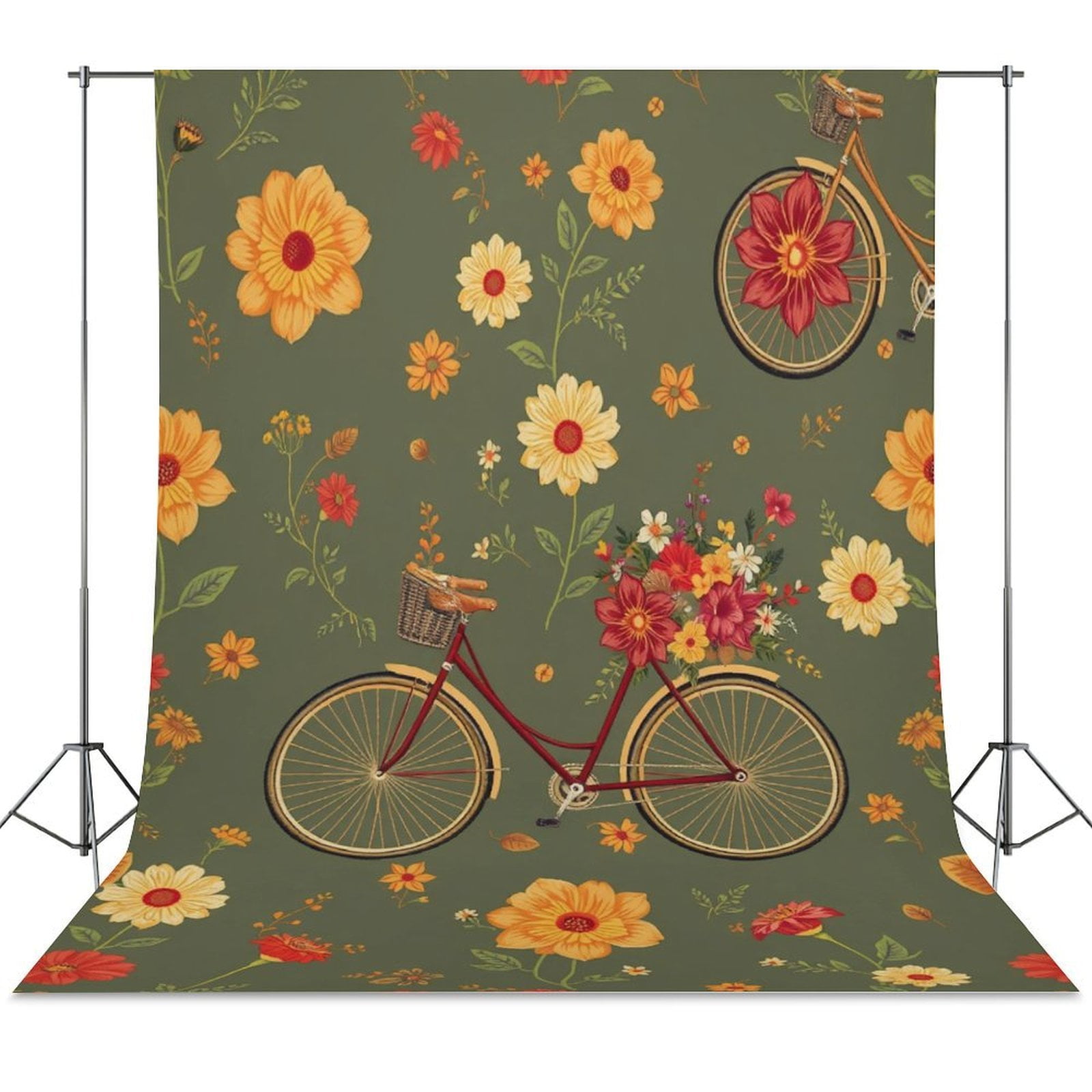 Backdrop Background for Floral Bicycle Pattern Photography Photo Booth ...