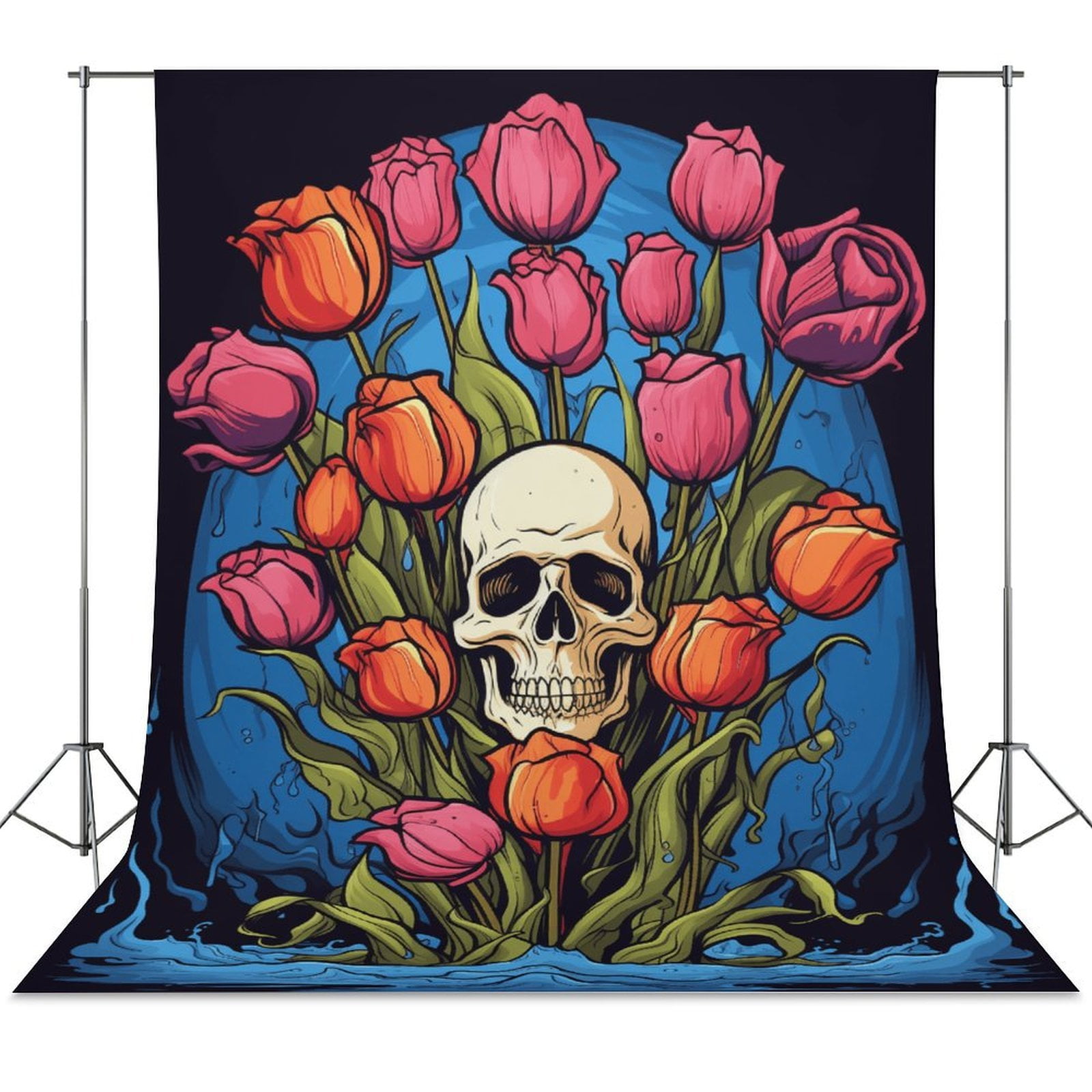 Backdrop Background for Flower Cluster Skull Photography Photo Booth Backdrop for Photoshoot ...