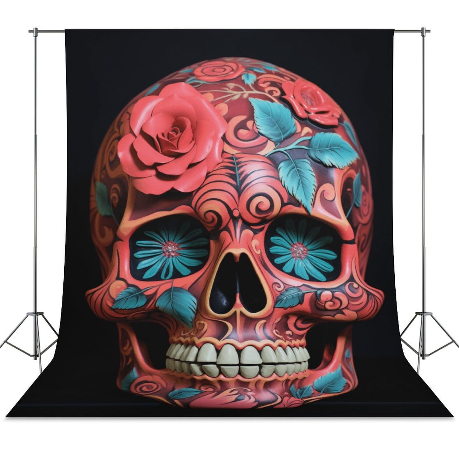 Backdrop Background for Flower Cluster Skull Photography Photo Booth Backdrop for Photoshoot ...