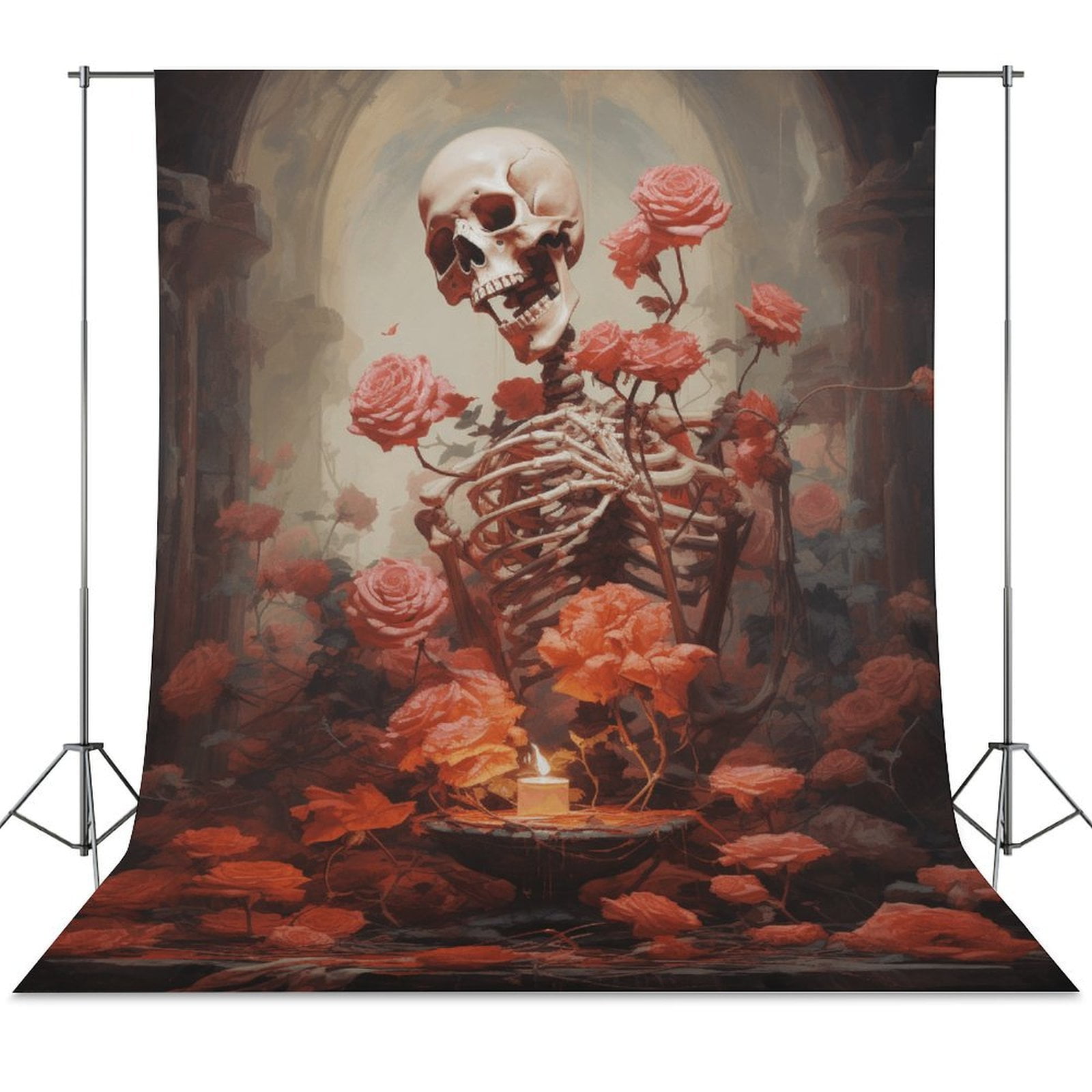 Backdrop Background for Flower Cluster Skull Photography Photo Booth Backdrop for Photoshoot ...