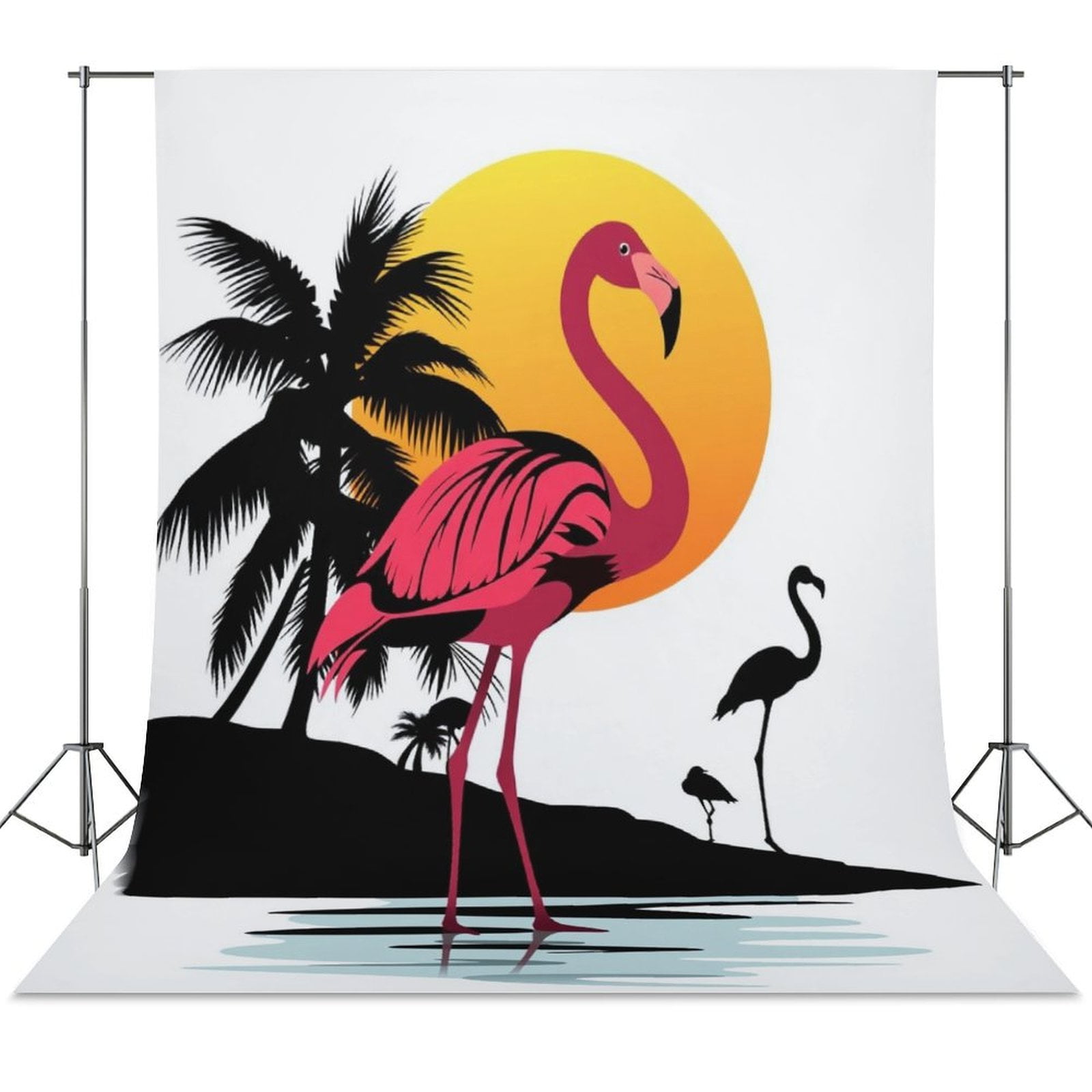 Backdrop Background for Pink Flamingo Sunset Beach Photography Photo ...