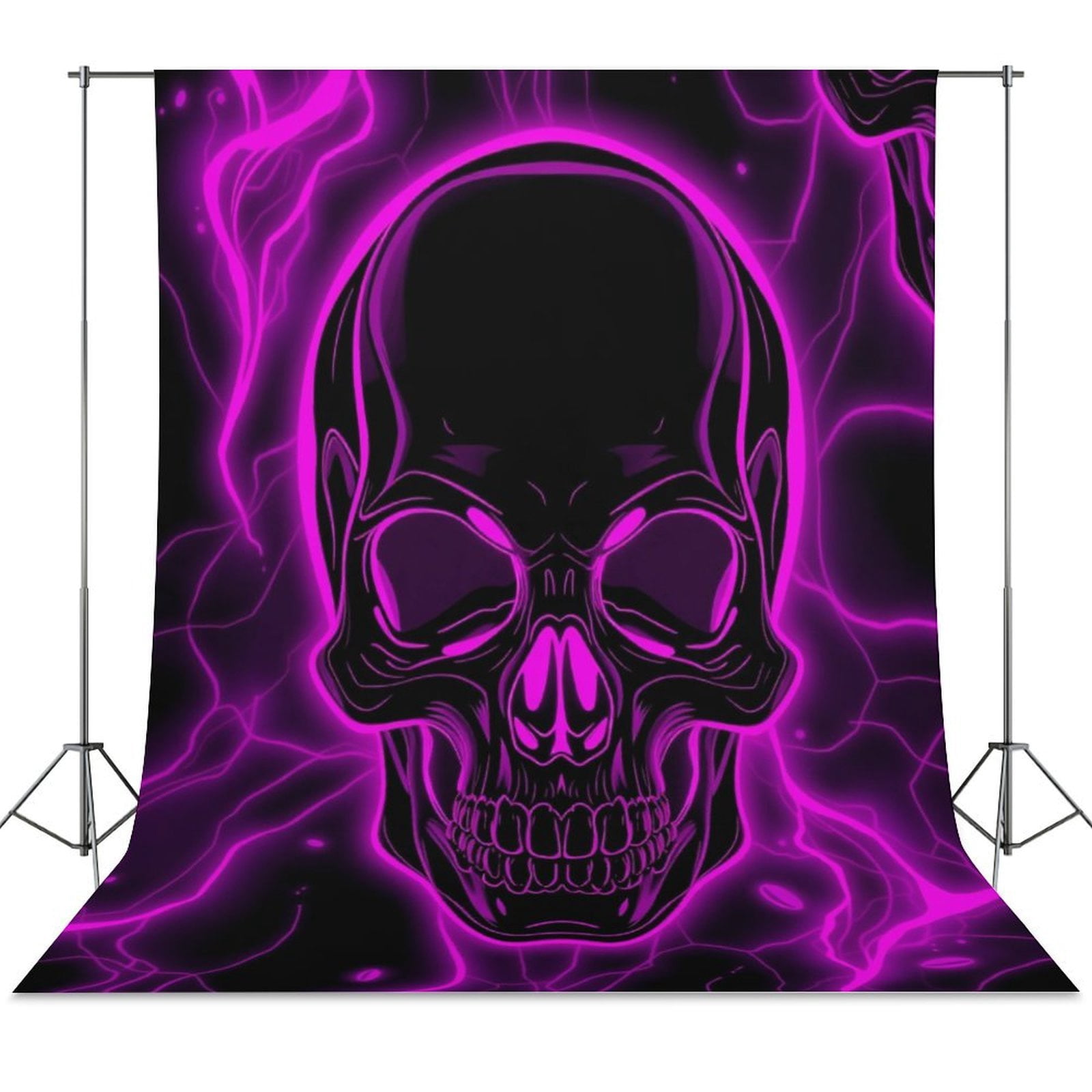 Backdrop Background for Purple Neon Skull Art Glow Photography Photo ...