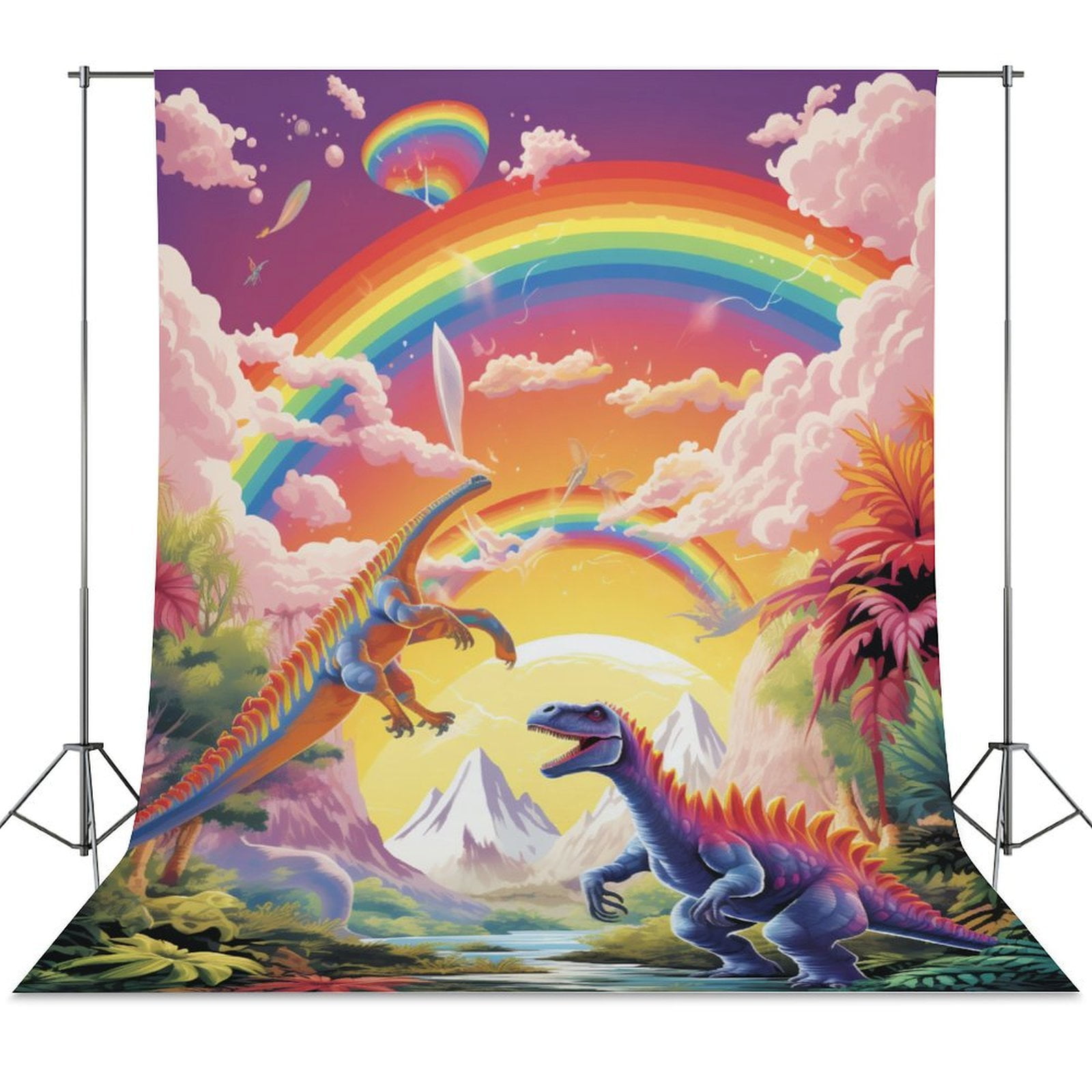 Backdrop Background for Rainbow Dinosaur Photography Photo Booth ...