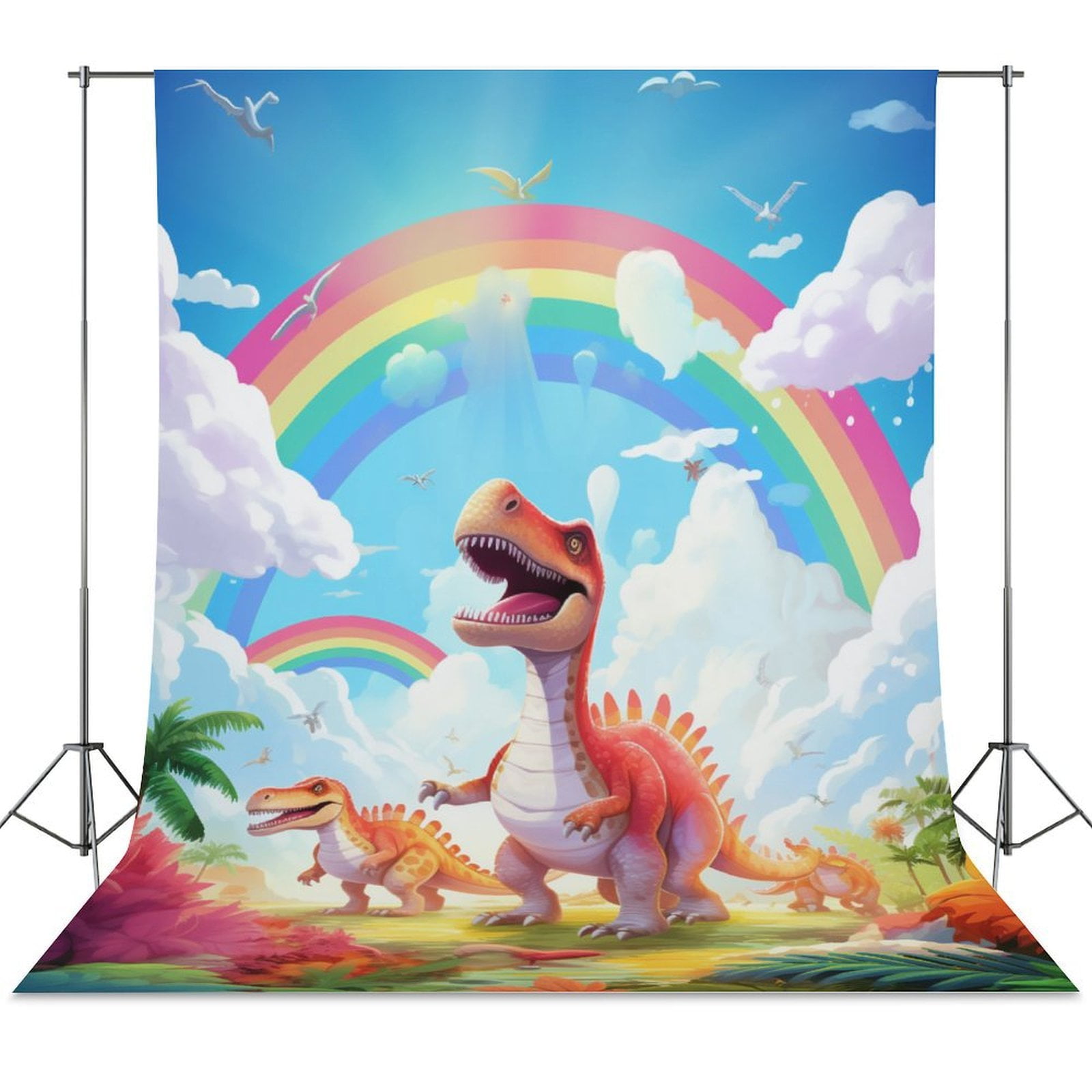 Backdrop Background for Rainbow Dinosaur Photography Photo Booth Backdrop for Photoshoot ...