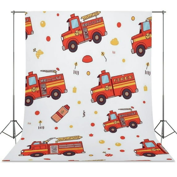 Backdrop Background for Red Fire Truck Pattern Photography Photo Booth ...
