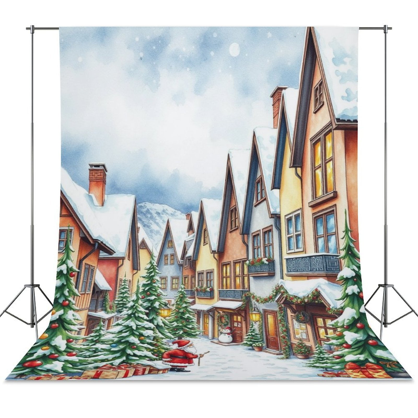 Backdrop Background for Santa Snowy Village Photography Photo Booth ...