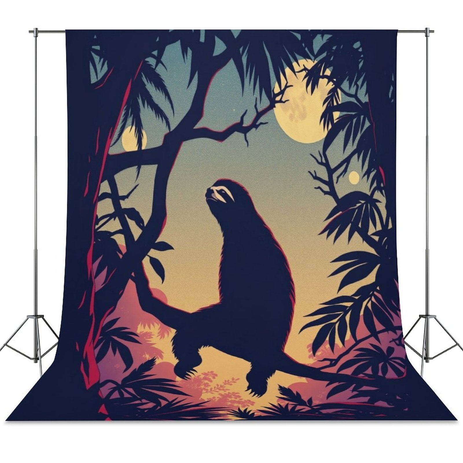 Backdrop Background for Sloth Moon Jungle Photography Photo Booth Backdrop for Photoshoot ...