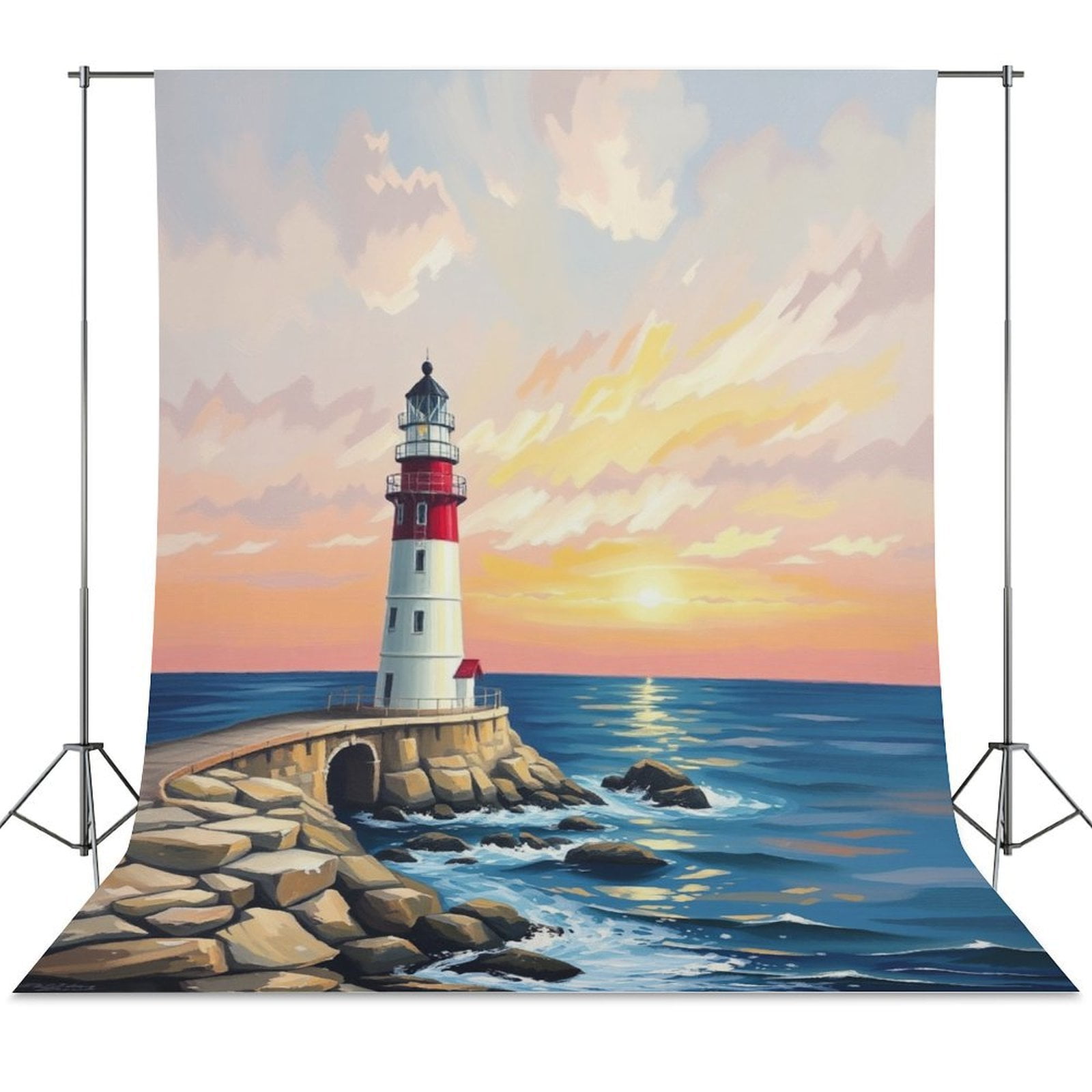 Backdrop Background for Sunset Lighthouse Ocean Photography Photo Booth ...