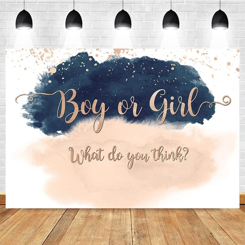 Backdrop Gender Reveal Party Boy Or Girl Photography Background Gold ...