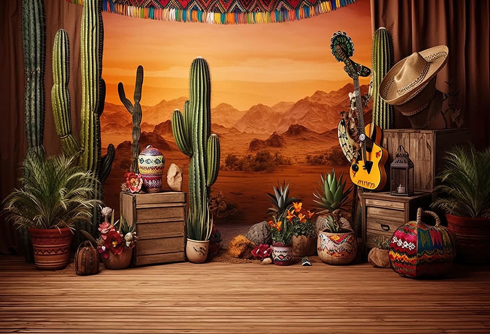 Backdrop Mexico Wild West Desert Cactus Vintage Cowboy Theme Kids ...