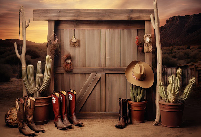 Backdrop Mexico Wild West Desert Cactus Vintage Cowboy Theme Kids ...