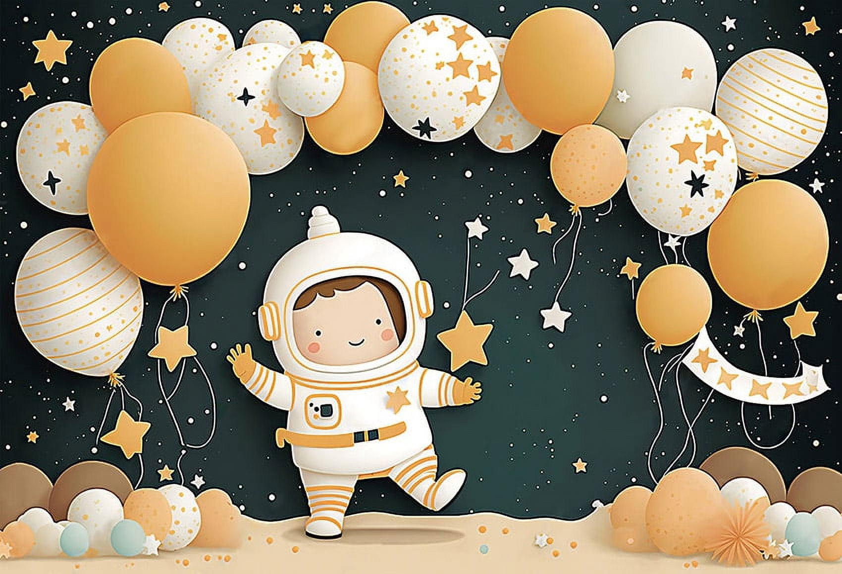 Backdrop Outer Space Astronauts Moon Boy Birthday Portrait Photography ...