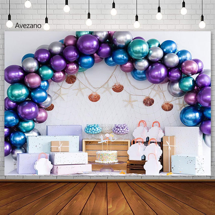 Backdrop Photography Shell Underwater Balloon Child Birthday Party Cake ...
