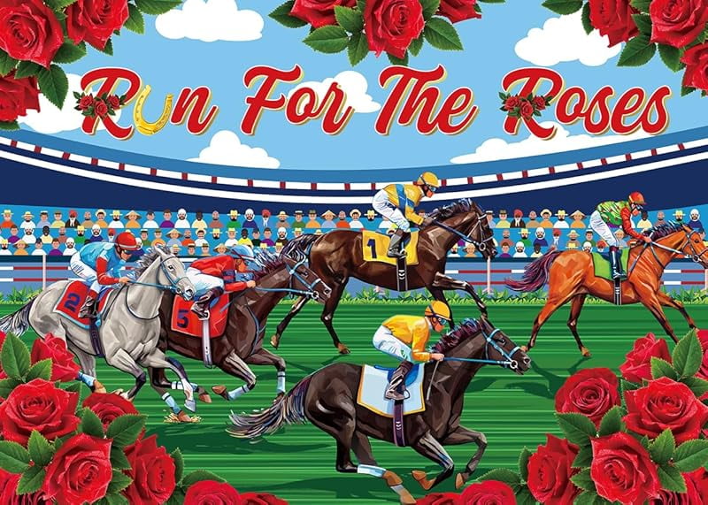 Backdrop Run for The Roses Decoration Banner Red Rose Racetrack ...