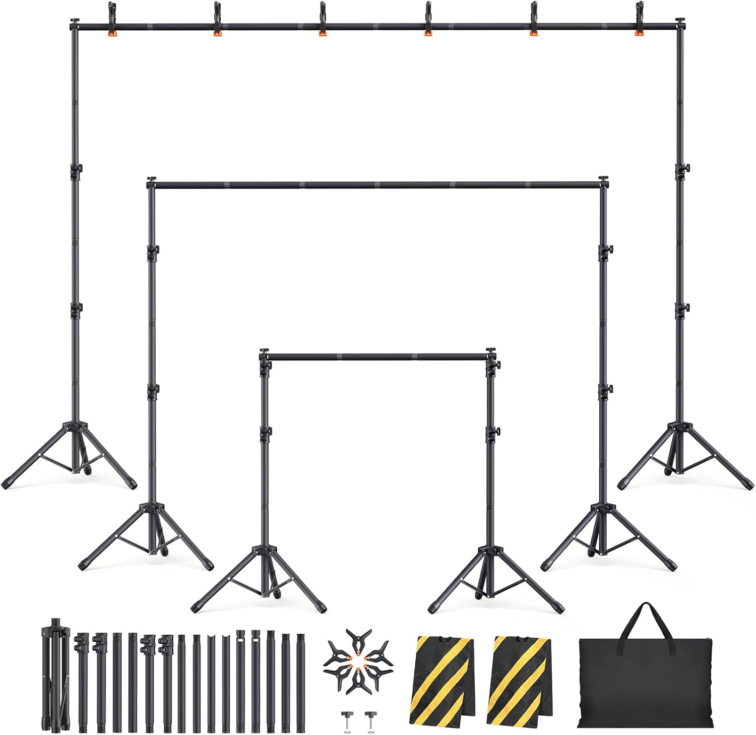 Backdrop Stand Kit - 6 Widths, 10x7.5ft Adjustable Background Stand for ...