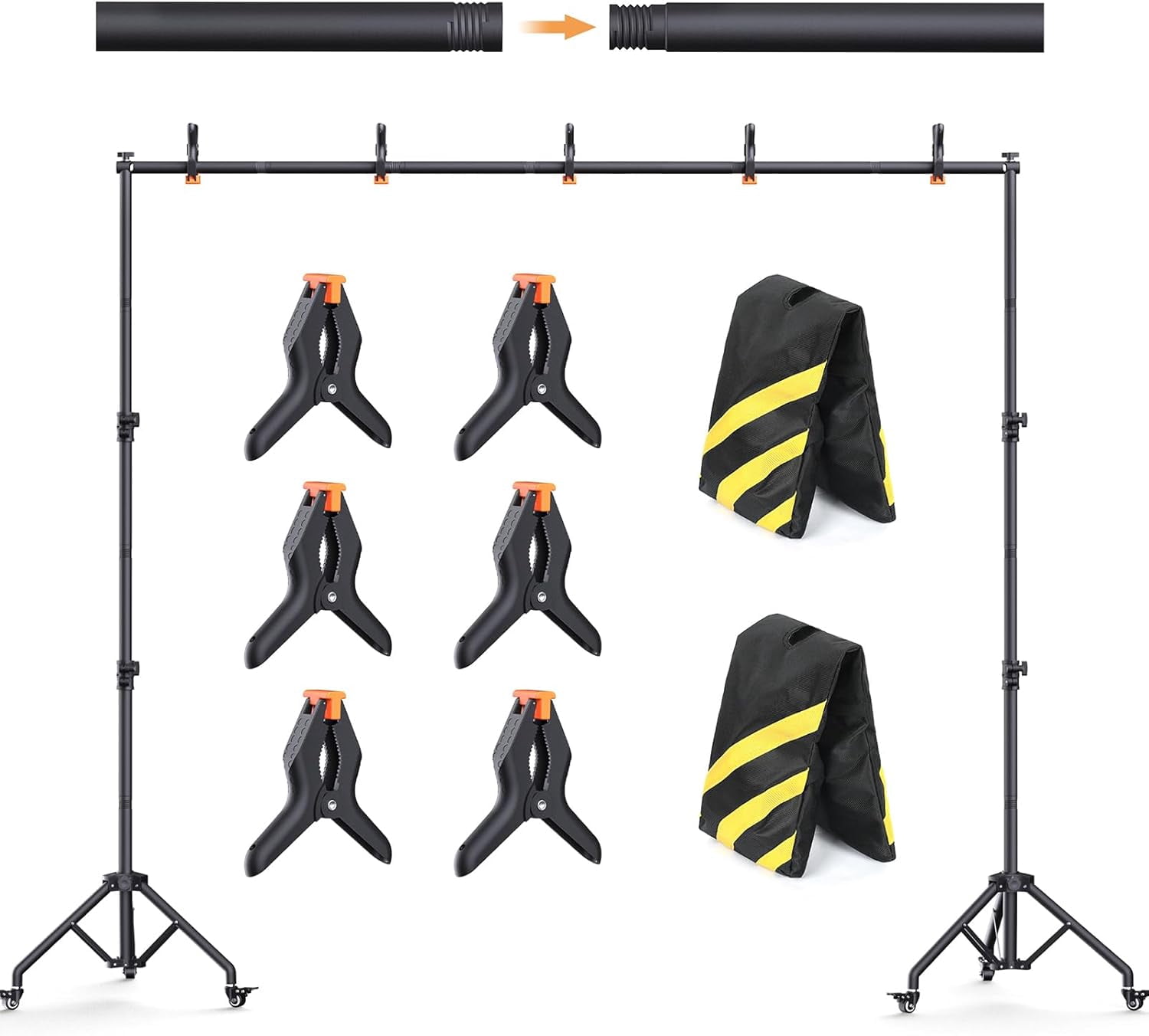 Backdrop Stand with Wheels 10x7.5Ft (WxH), Photo Backdrop Stand Easy to ...