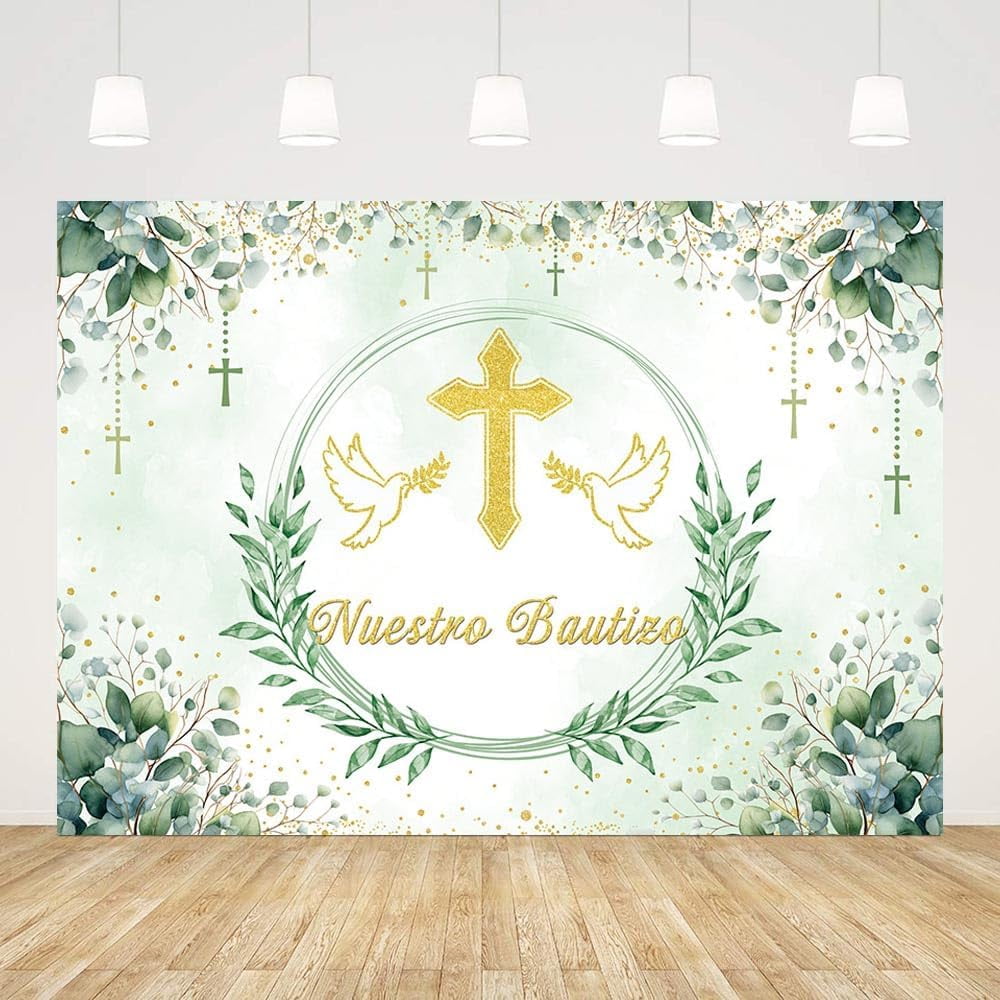 Backdrop for Twins Green Baptism Christening First Holy Communion ...