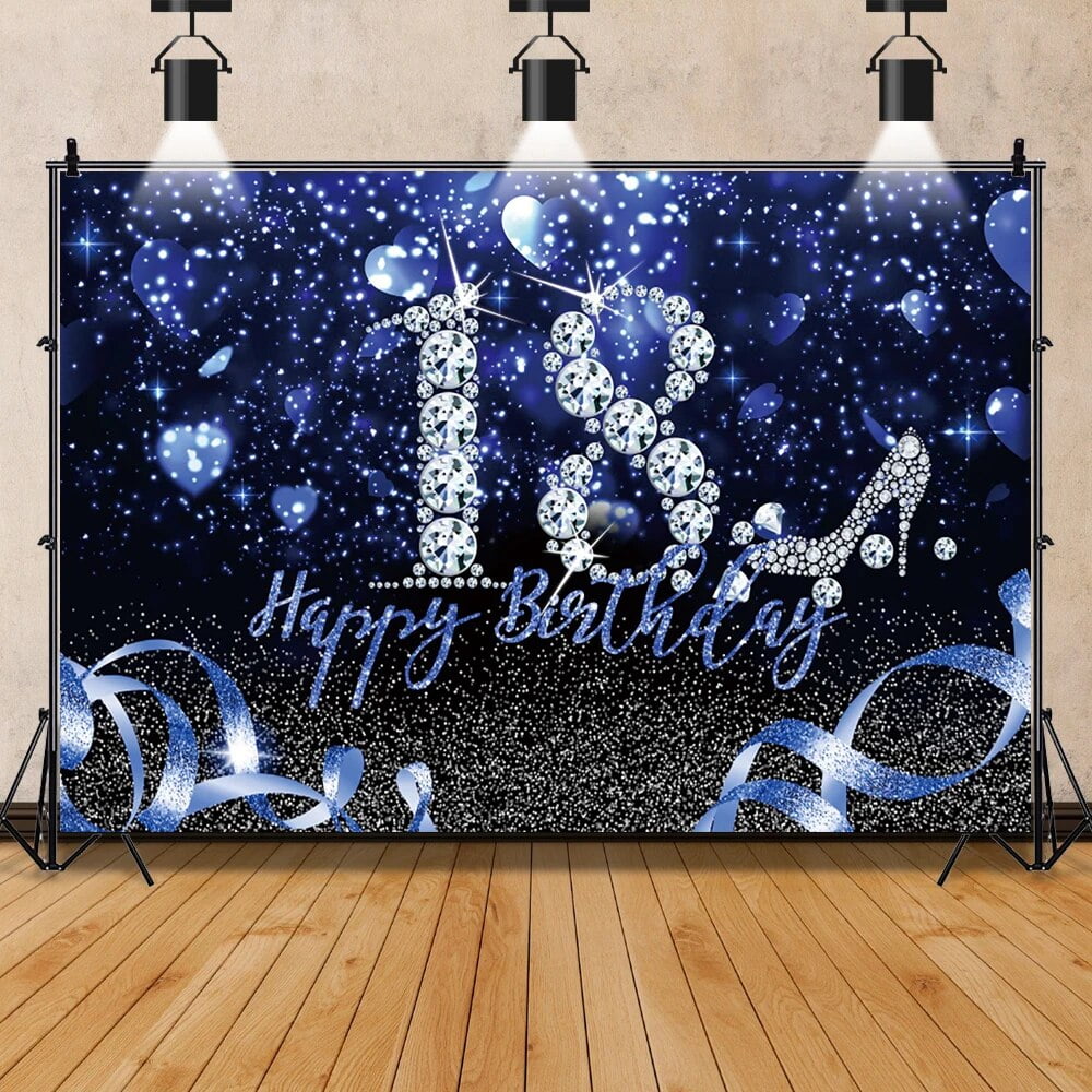 Backdrops 18th Birthday Party Decor Backdrop Glitter High Heel Girl ...