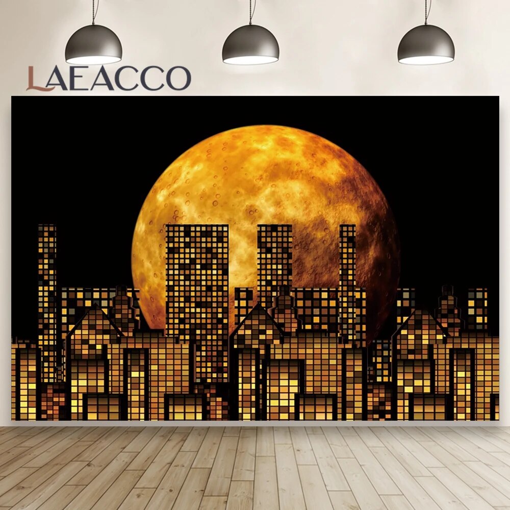 Backdrops Cartoon Comic Superhero Party Moon City Buildings Fighting ...