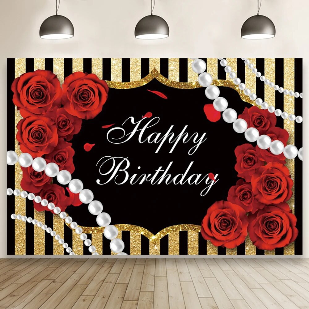 Backdrops Flower Red Rose Pearl Stripe Backdrop Newborn Baby Shower ...