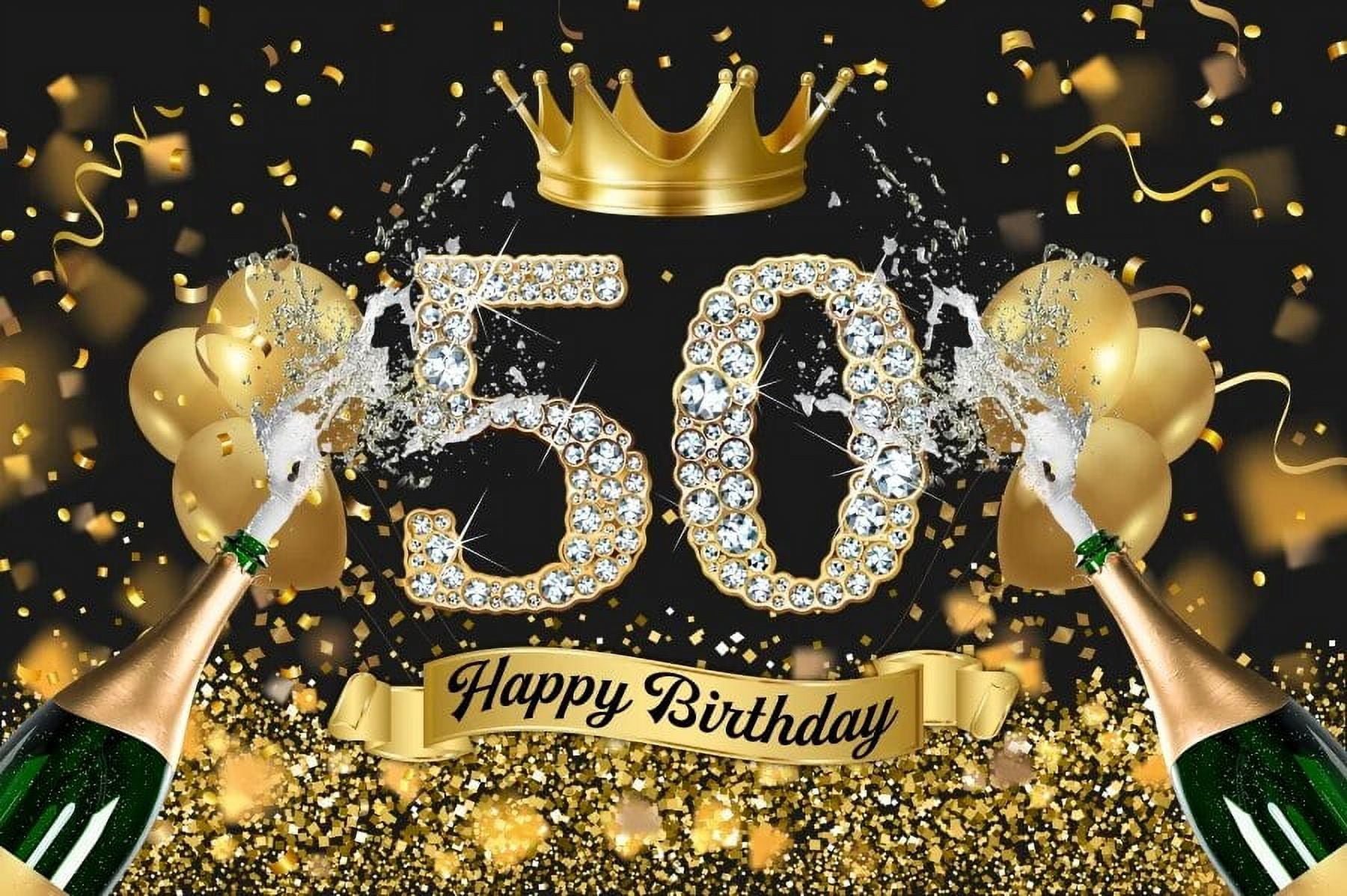 Backdrops Gold Glitter Spots Happy Birthday Party Backdrop Adult Birthday Party Decor Champagne ...