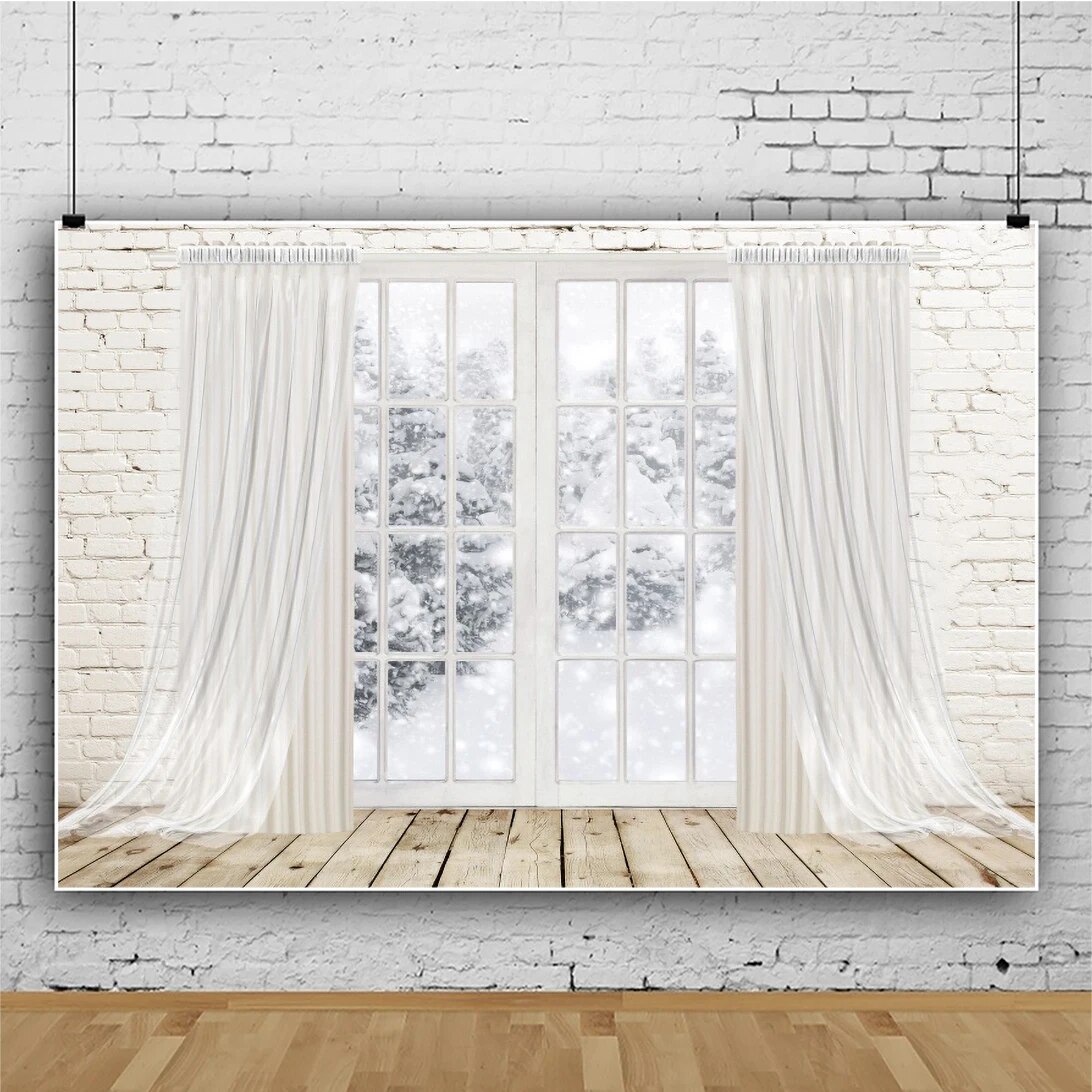 Backdrops Gray White Brick Wall Backgrounds For Photography Winter Snow ...