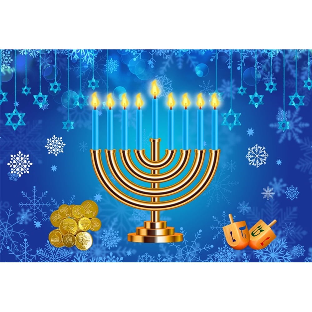 Backdrops Judaism Happy Hanukkah Backdrop Candlestick Bread Jewish New ...
