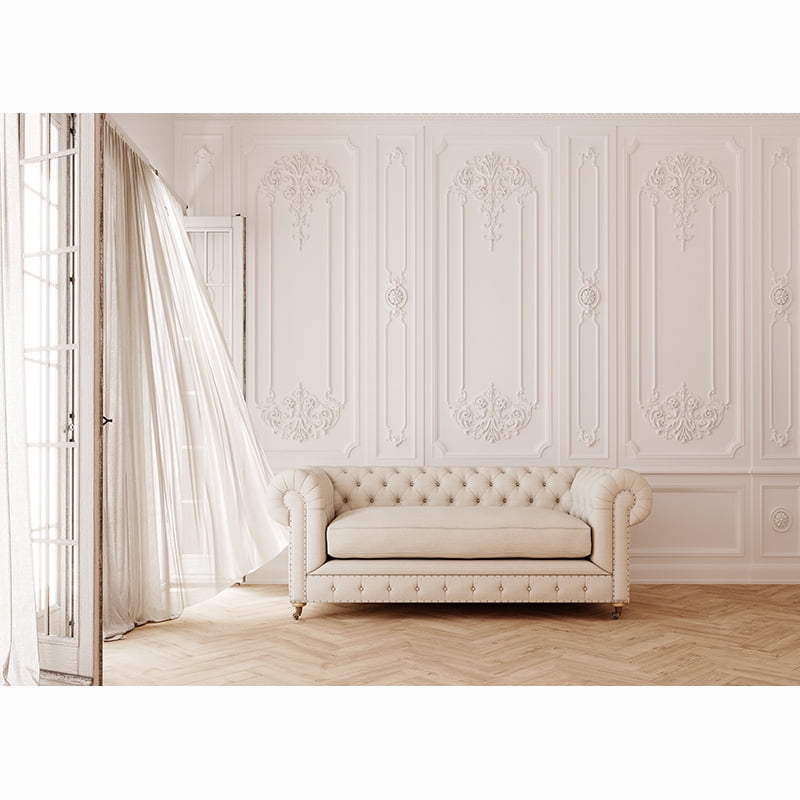 Backdrops Modern Living Room Interior With Gray Sofa Floor Lamp Potted ...