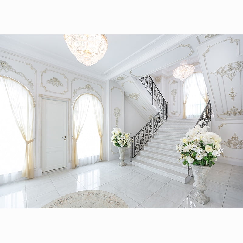 Backdrops Modern Living Room Interior With Gray Sofa Floor Lamp Potted ...