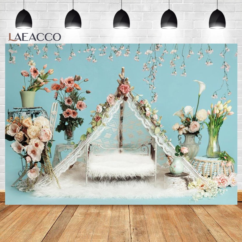 Backdrops Newborn Artistic Portrait Backdrop Swing Pink Floral Tent ...