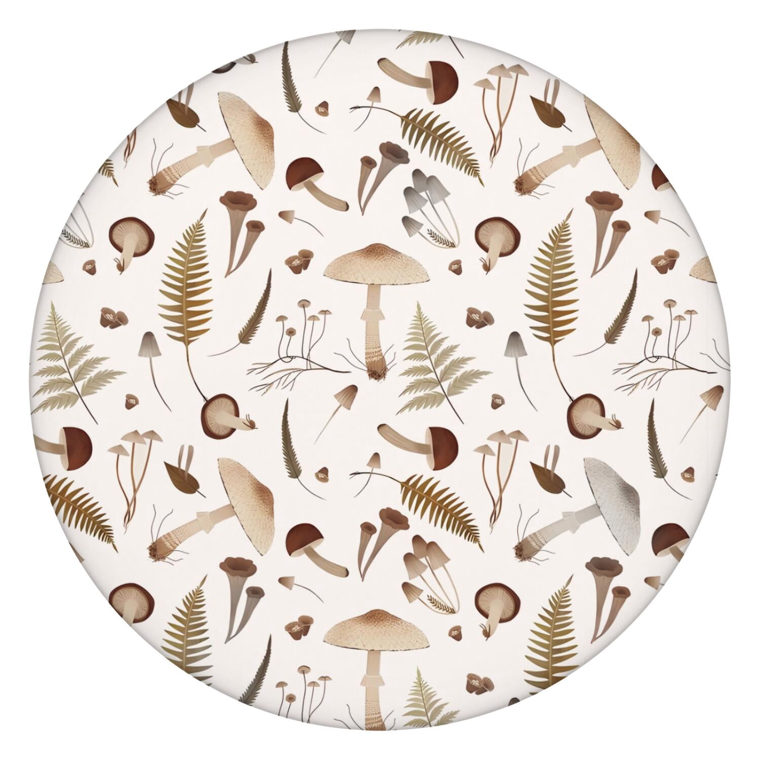 Backed Round Tablecloth with Botanical Mushroom and Psychedelic Trippy ...
