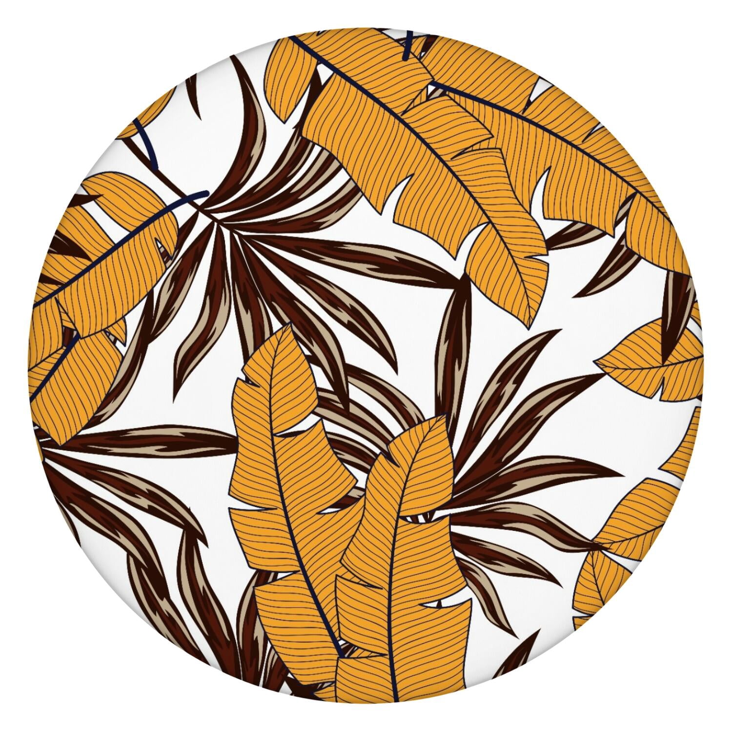 Backed Round Tablecloth with Colorful Exotic Tropical Plant Patterns ...