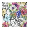Backed Square Tablecloth with Colorful Tropical Floral and Palm Leaf ...