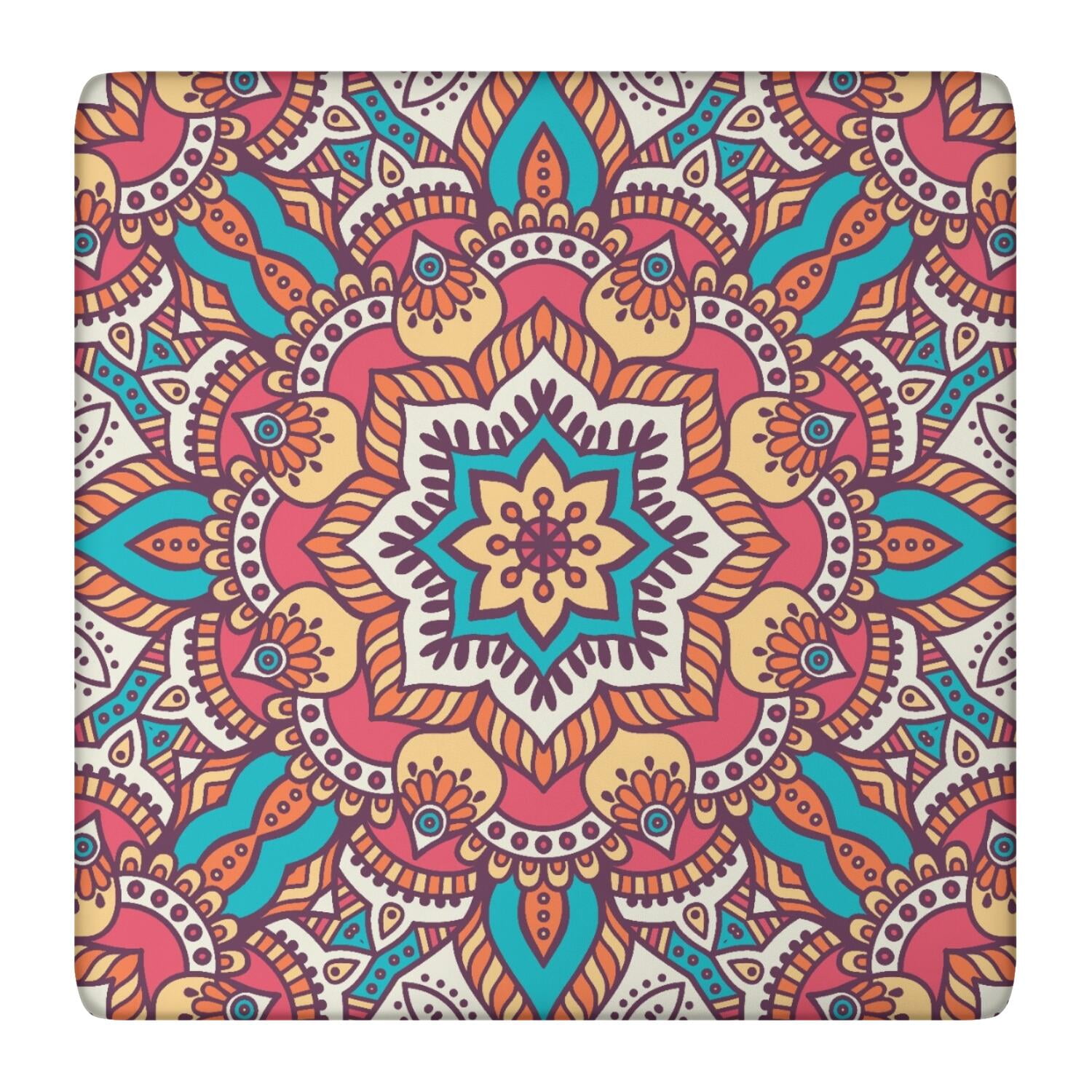 Backed Tablecloth Square with Elastic Edge, Waterproof Retro Flower Ta ...