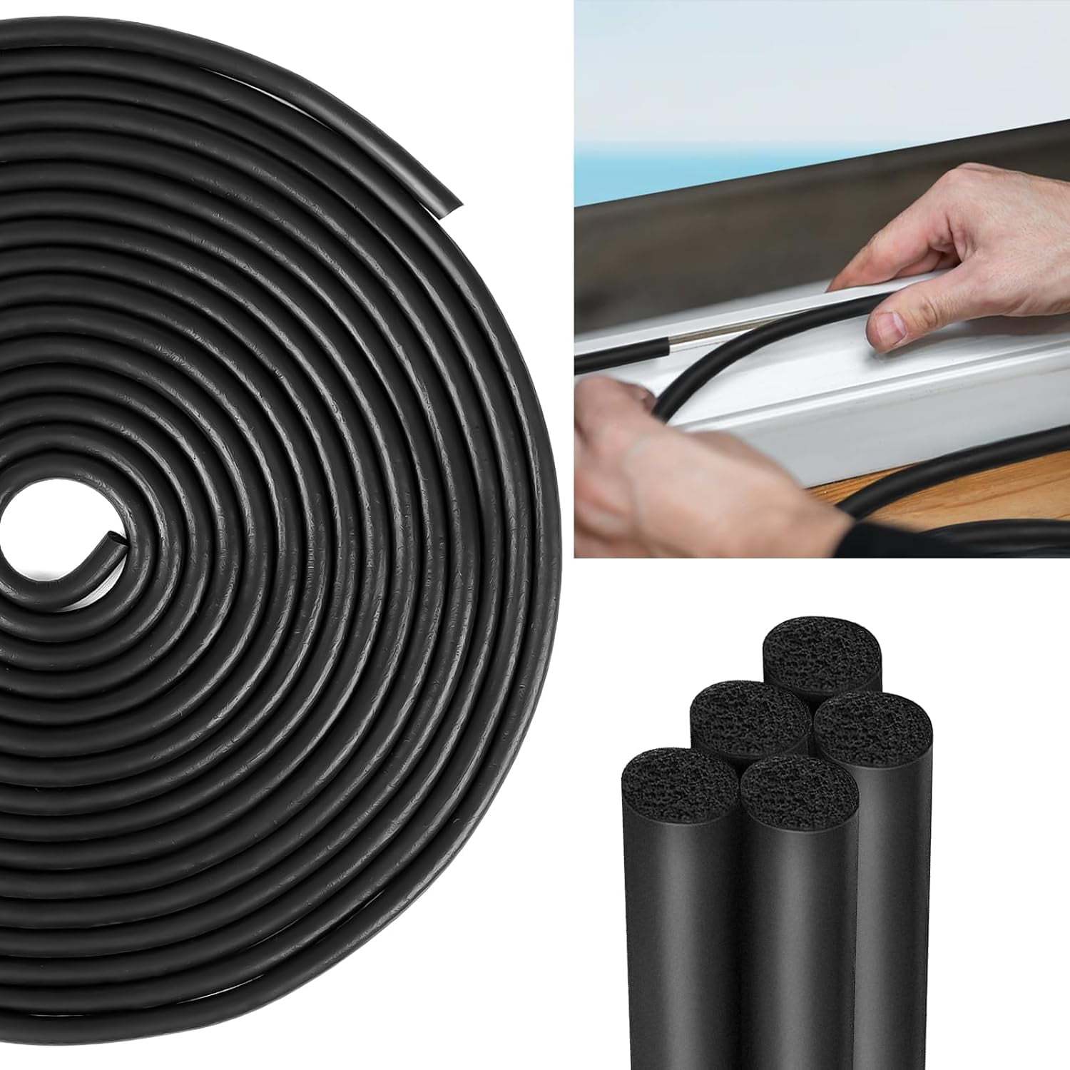 Waterproof Expansion Backer Rod 1/8 Inch, Black Foam Rubber Seal, 50ft ...