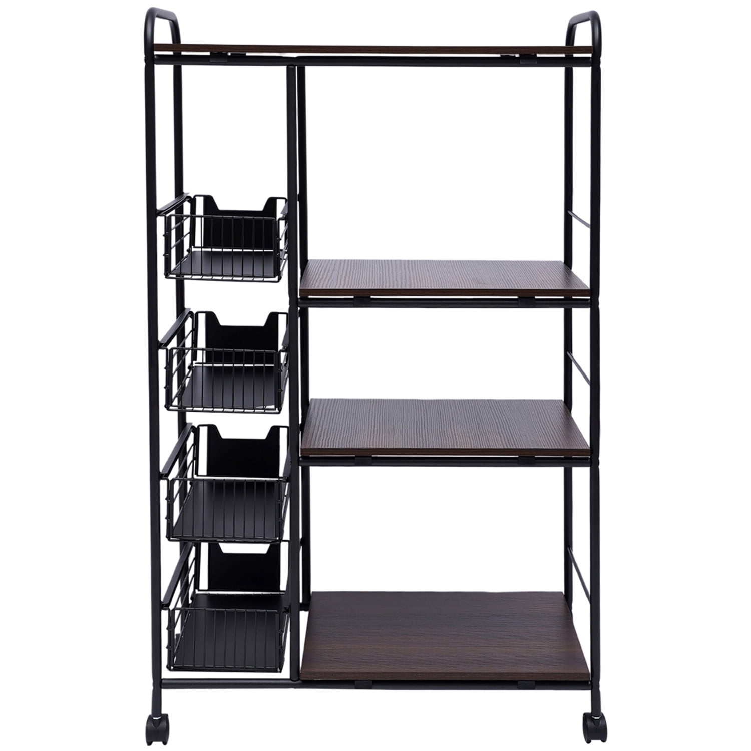 Backer's Rack Utility Microwave Oven Stand with Storage Shelves Push ...