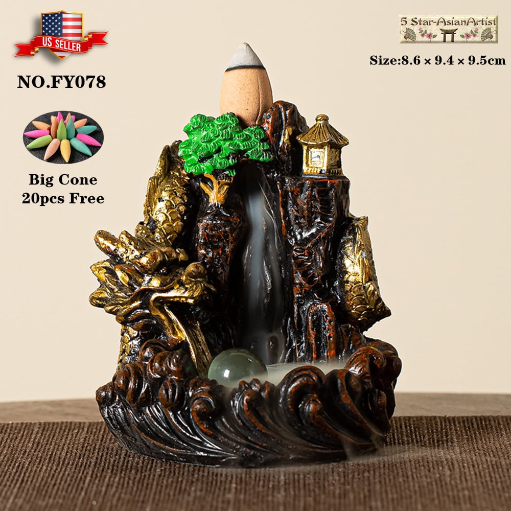 Backflow Incense Burner Holder, Home Decor Incense Dragon Waterfall 078 ...