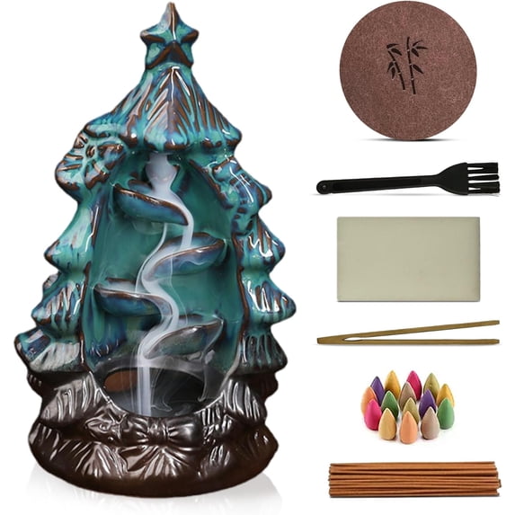 Backflow Incense Holder Ceramic Waterfall Burner Set (120 Backflow ...