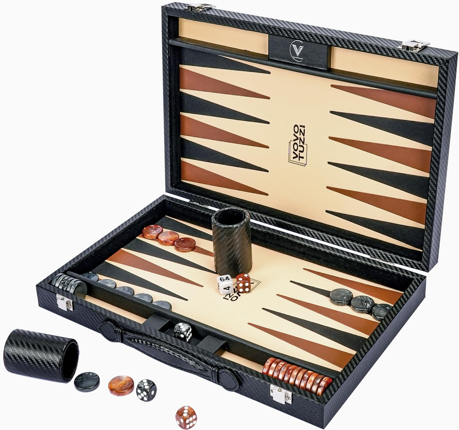 Backgammon Sets for Adults, MMF7 15 Inch Premium Carbon Fiber Faux ...